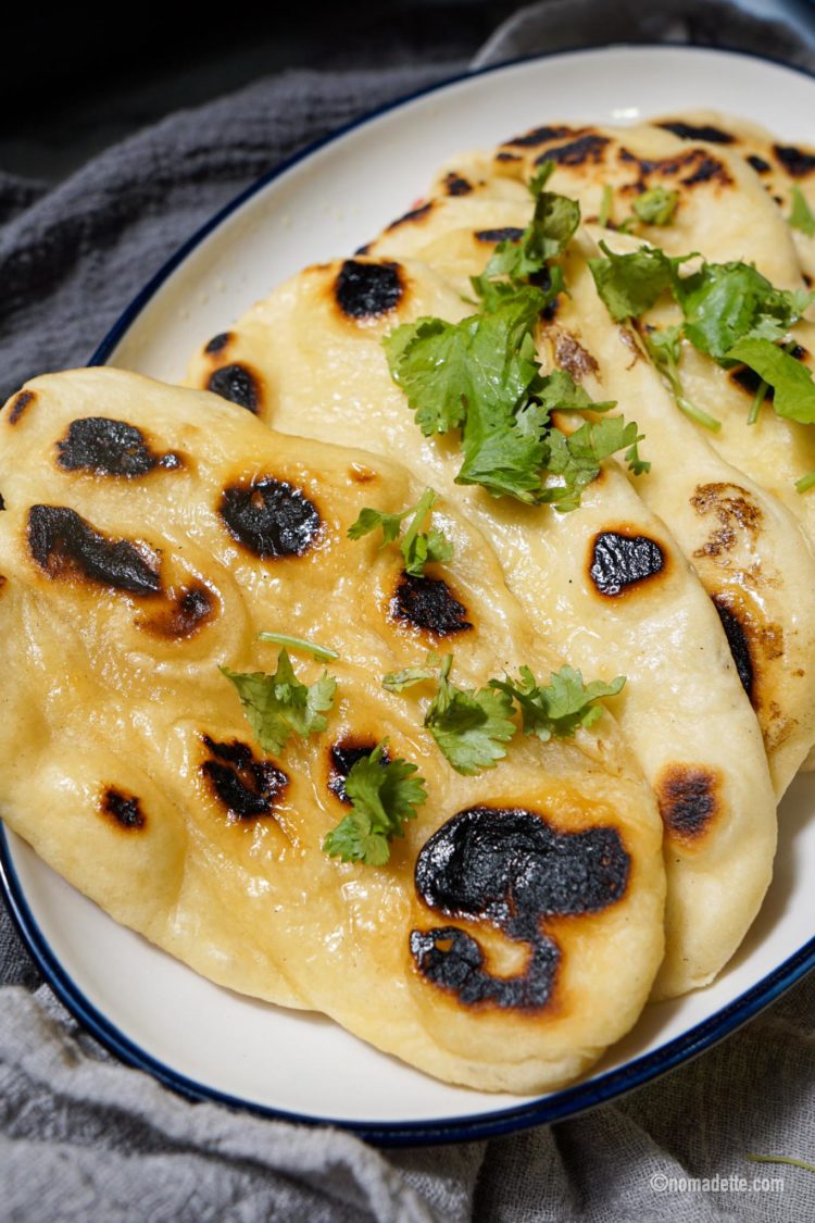Butter Naan | easy stovetop Indian flatbread - Nomadette