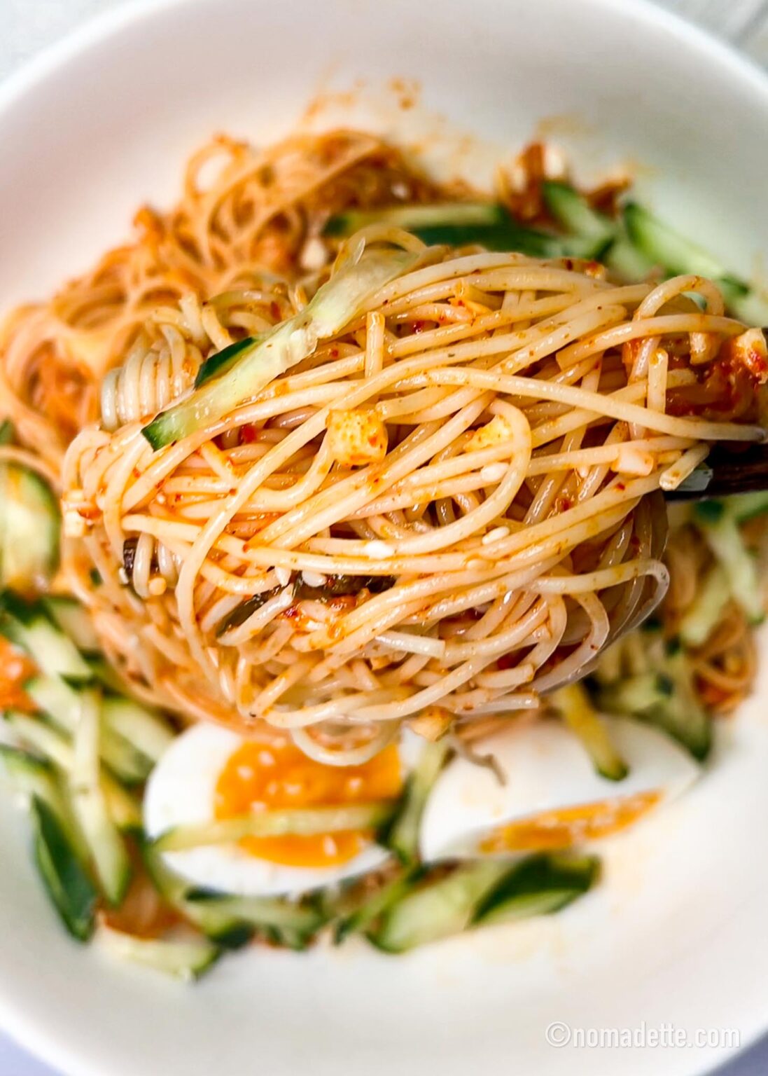Bibimguksu | Spicy Cold Korean Mixed Noodles - Nomadette