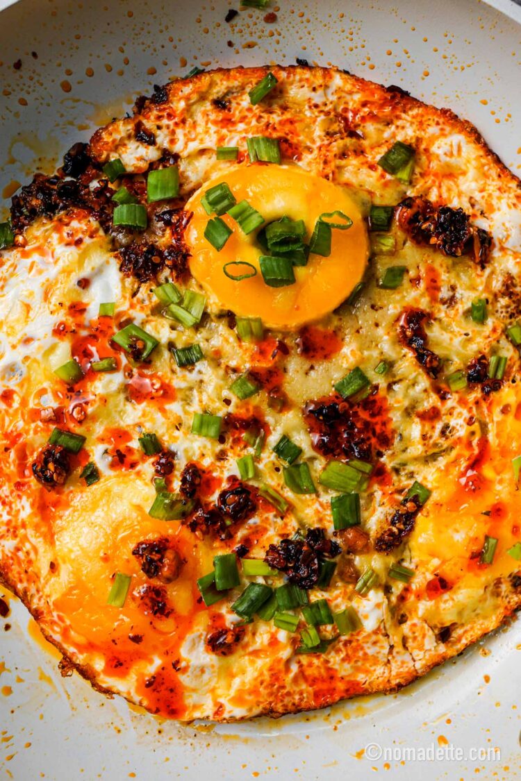 Crispy Cheese Chilli Oil Eggs - Nomadette