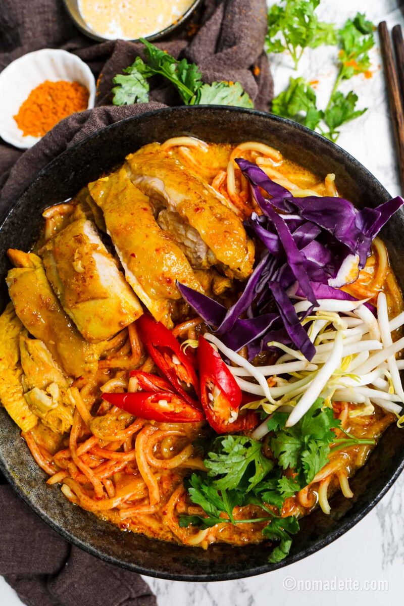 Chicken Curry Noodles | Curry Mee | Mee Kari - Nomadette