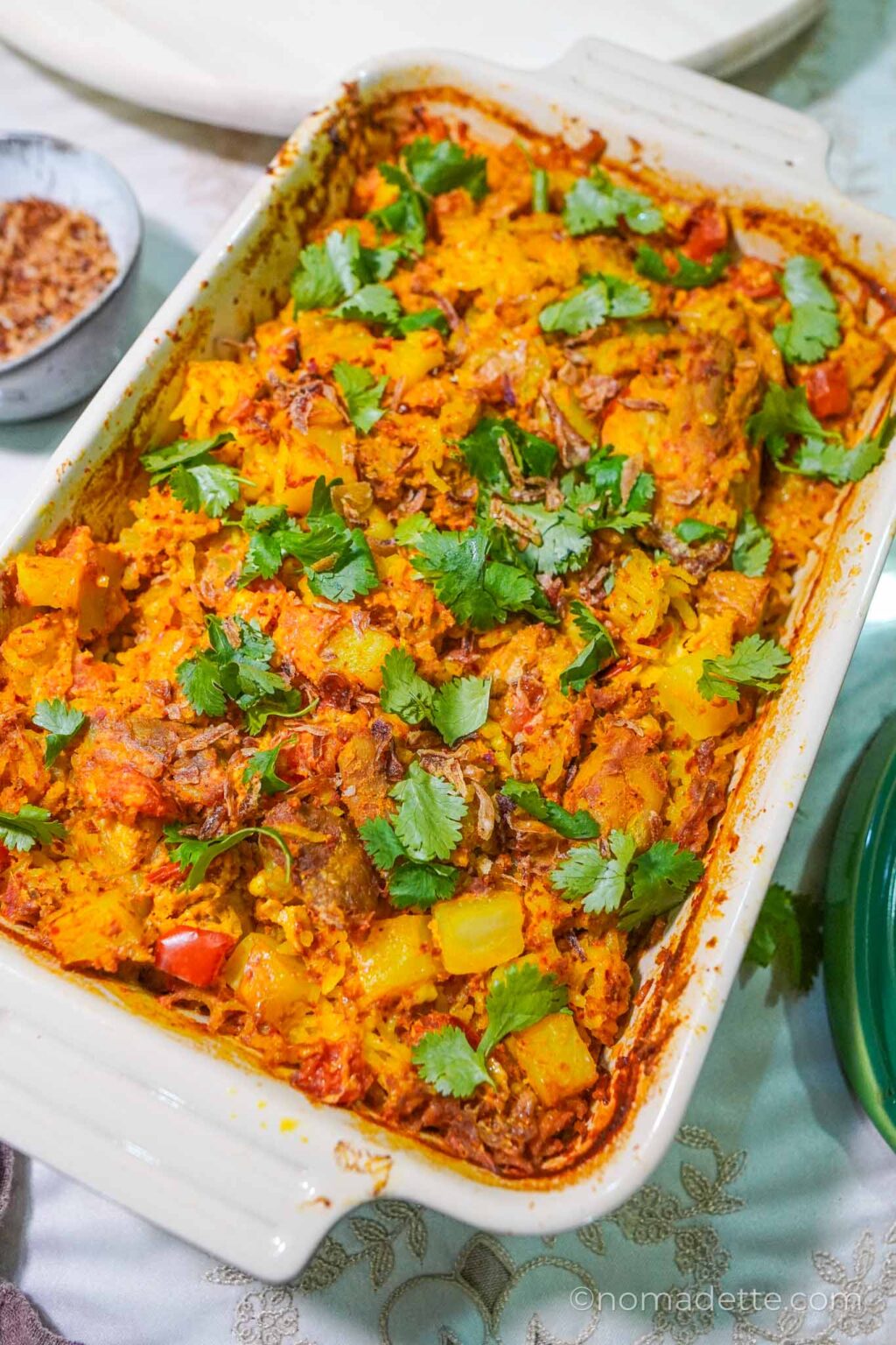 Curry Chicken & Rice Tray Bake - Nomadette